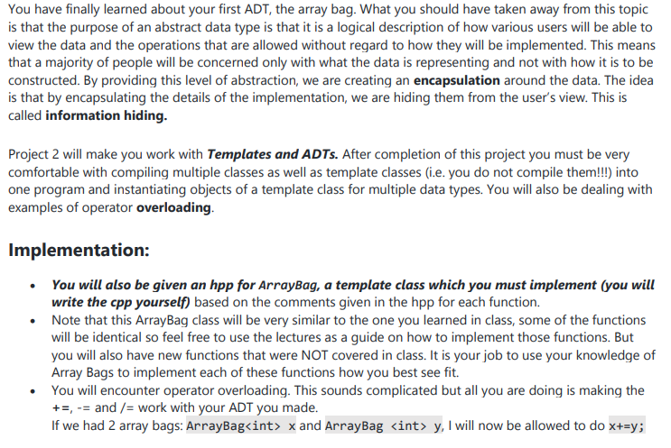 Solved use ArrayBag.hpp to write ArrayBag.cpp #ifndef | Chegg.com
