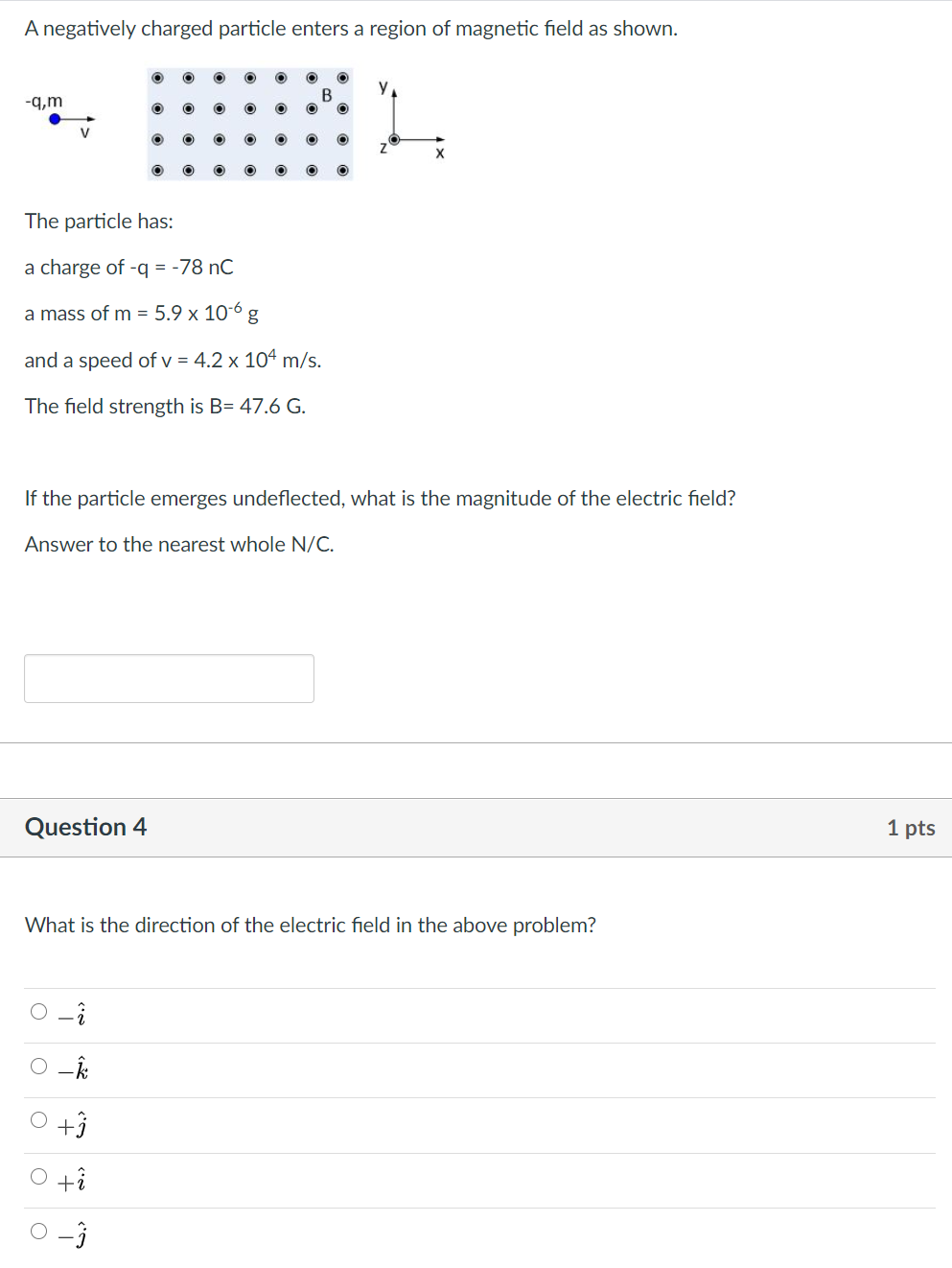 Solved A negatively charged particle enters a region of | Chegg.com