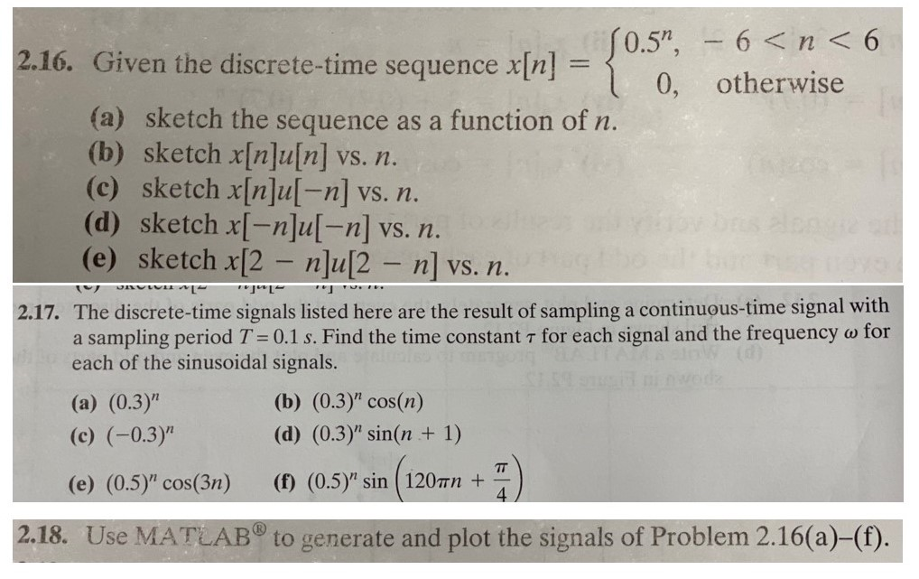 Solved 2.16. Given the discrete-time sequence x[n] 50.5", - | Chegg.com