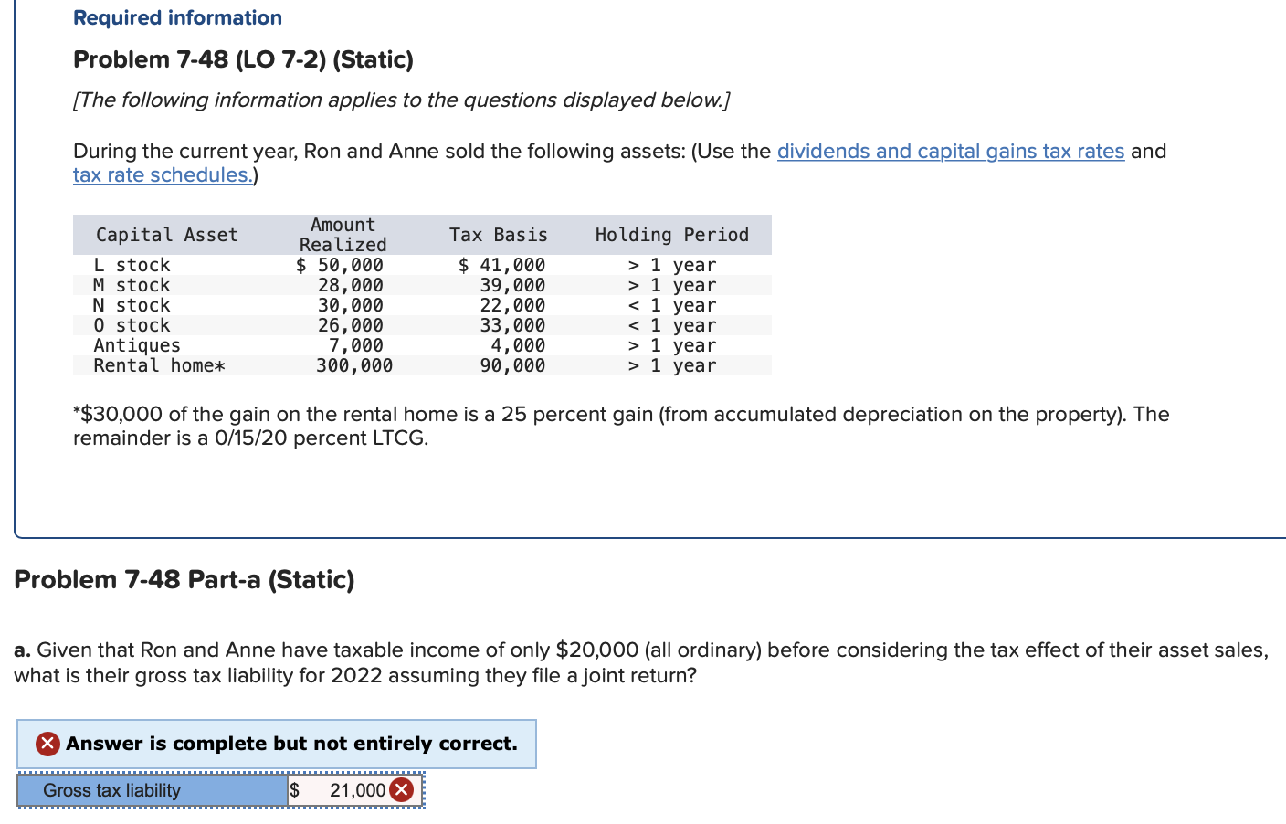 Solved Problem 7-45 (LO 7-2) (Algo) [The following | Chegg.com