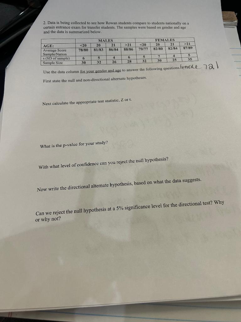 Solved 2. Data is being collected to see how Rowan students | Chegg.com