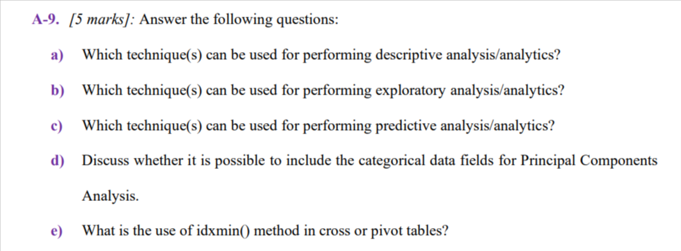 Solved A-9. [5 marks]: Answer the following questions: a) | Chegg.com