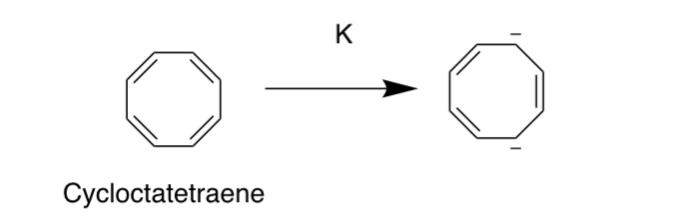 Solved Cyclooctatetraene below reacts with potasium to give | Chegg.com