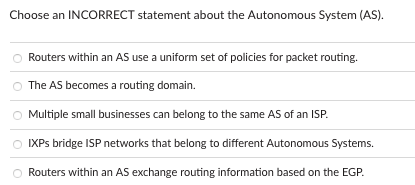 Solved Choose an INCORRECT statement about the Autonomous | Chegg.com