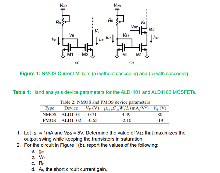 Solved Figure 1 Nmos Current Mirrors A Without Cascoding
