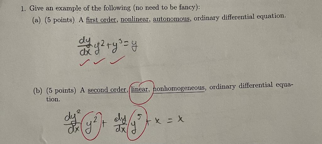 Solved 1. Give an example of the following (no need to be | Chegg.com