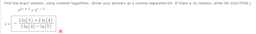 Solved Find the exact solution, using common logarithms. | Chegg.com