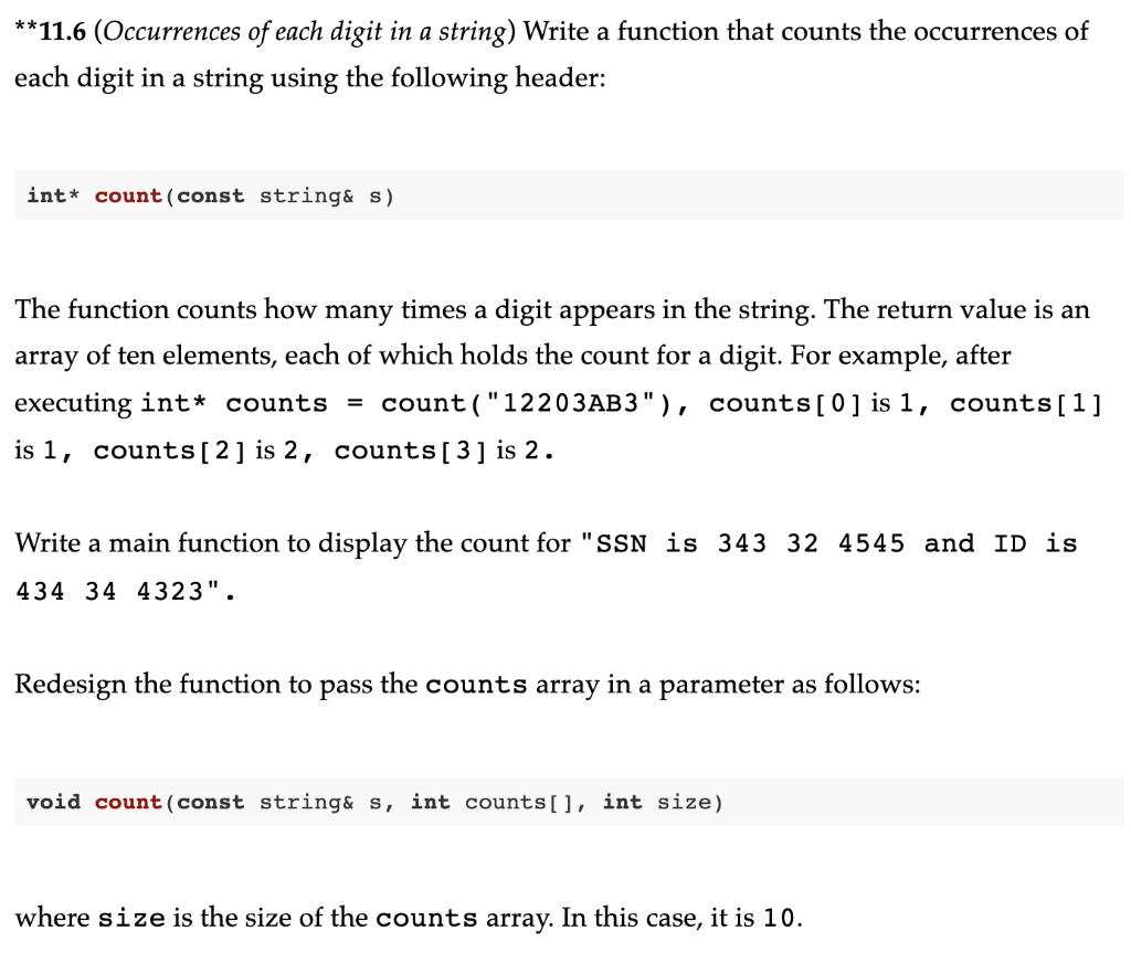 Solved **11.6 (Occurrences of each digit in a string) Write | Chegg.com