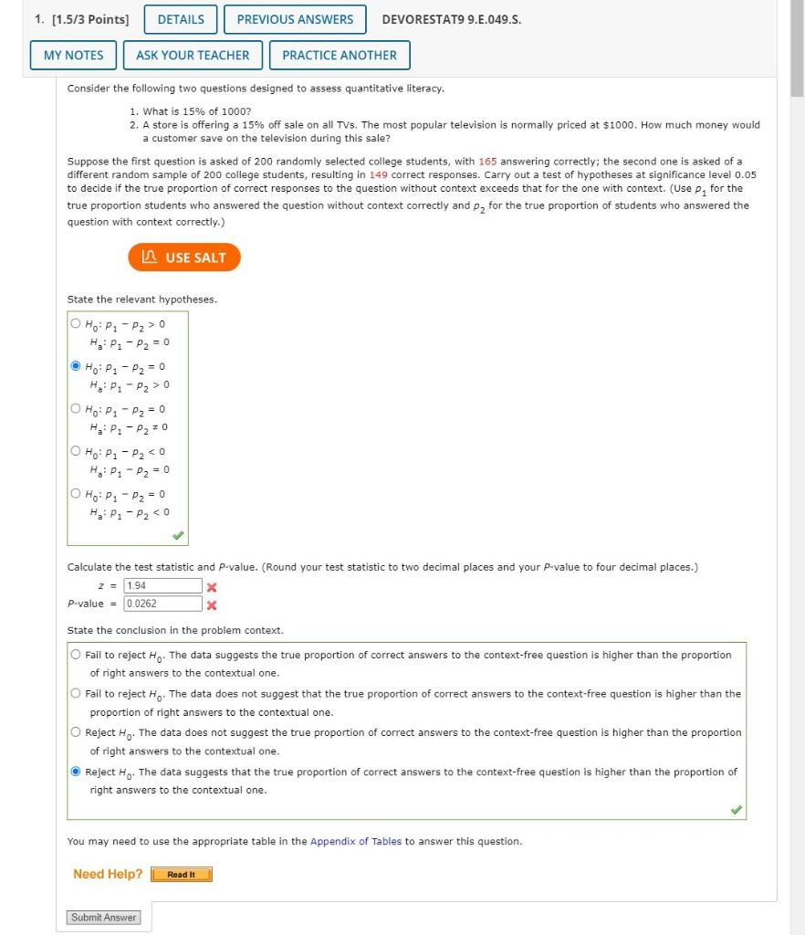 Solved 1. (1.5/3 Points) DETAILS PREVIOUS ANSWERS | Chegg.com