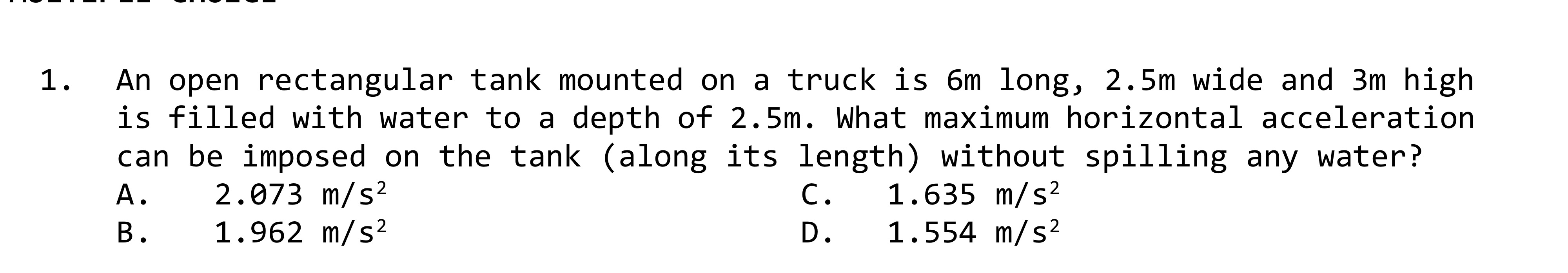 Solved An open rectangular tank mounted on a truck is 6 m | Chegg.com