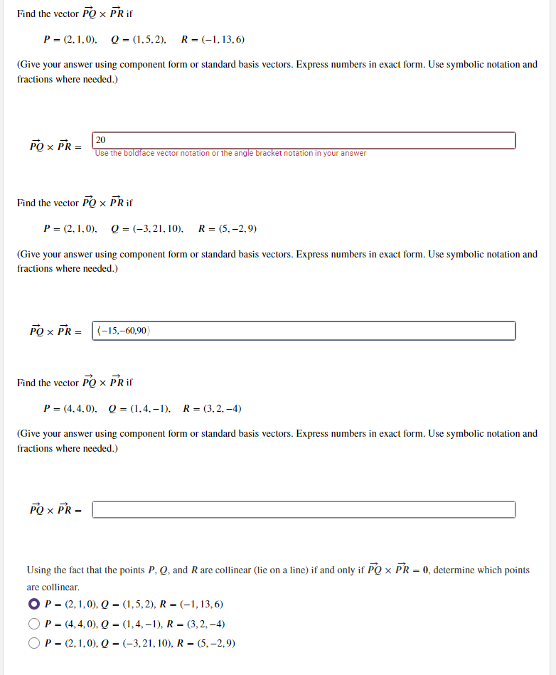 Solved Find the vector PQ×PR if | Chegg.com