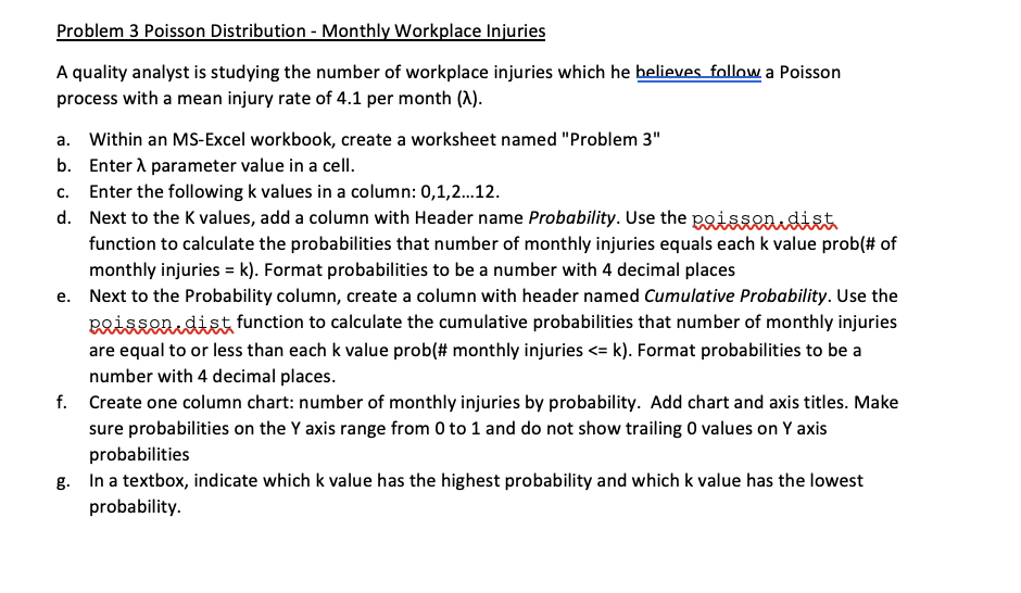 Problem 3 Poisson Distribution - Monthly Workplace | Chegg.com