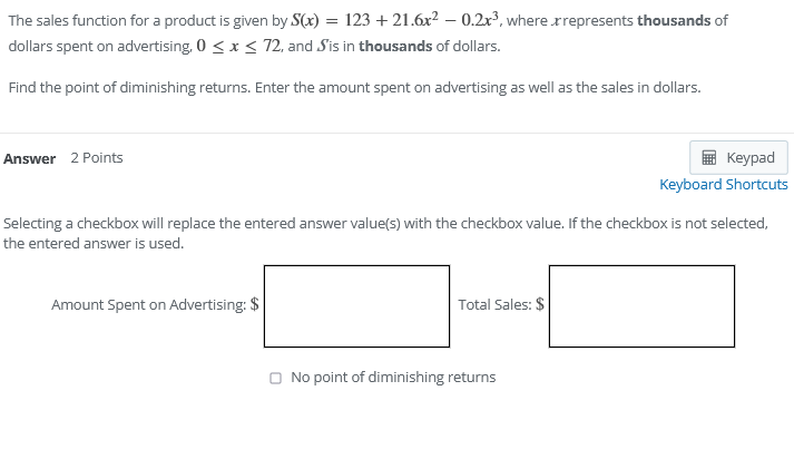 Solved The sales function for a product is given by | Chegg.com