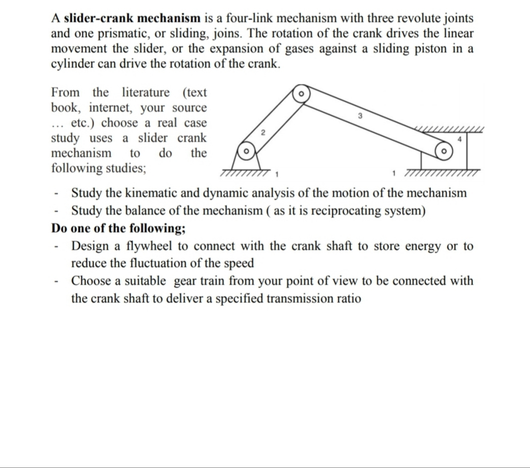 Solved A slider-crank mechanism is a four-link mechanism | Chegg.com