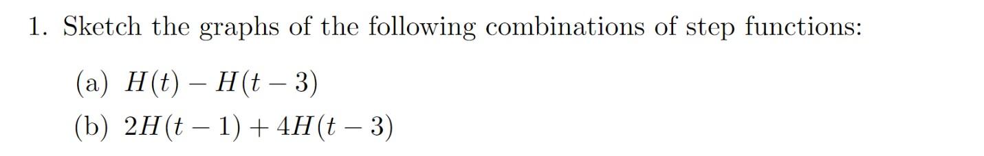 Solved 1. Sketch the graphs of the following combinations of | Chegg.com