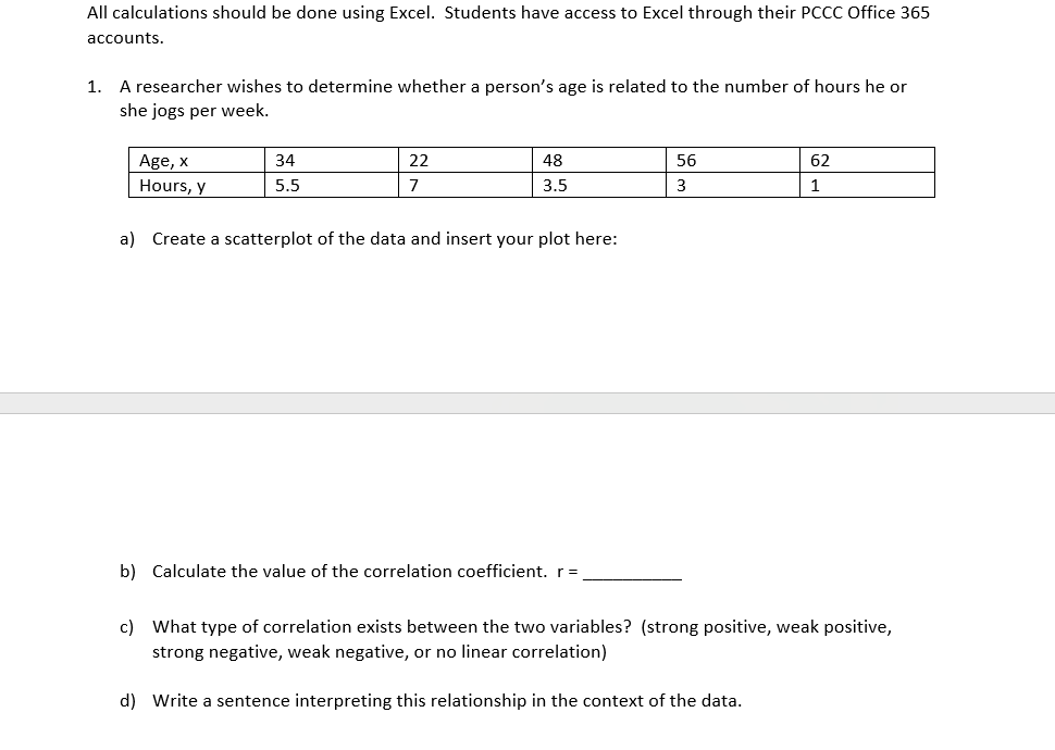All calculations should be done using Excel. Students | Chegg.com