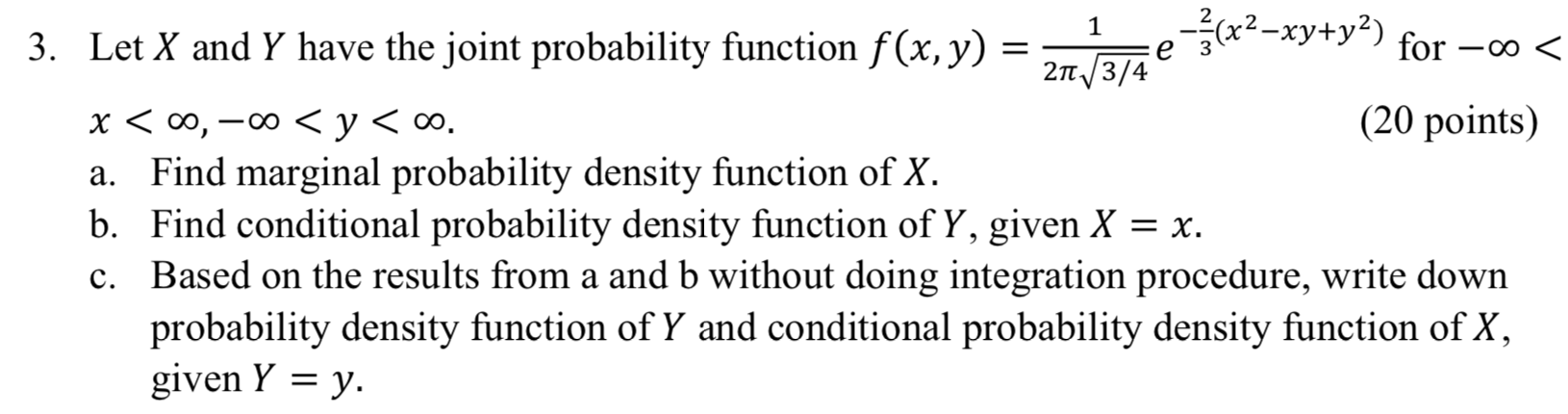 3. Let X and Y have the joint probability function | Chegg.com