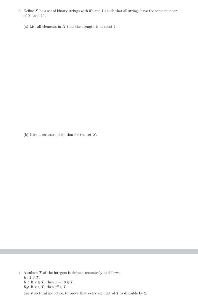 Solved 3 Define X Be A Set Of Binary Strings With Os And 7263