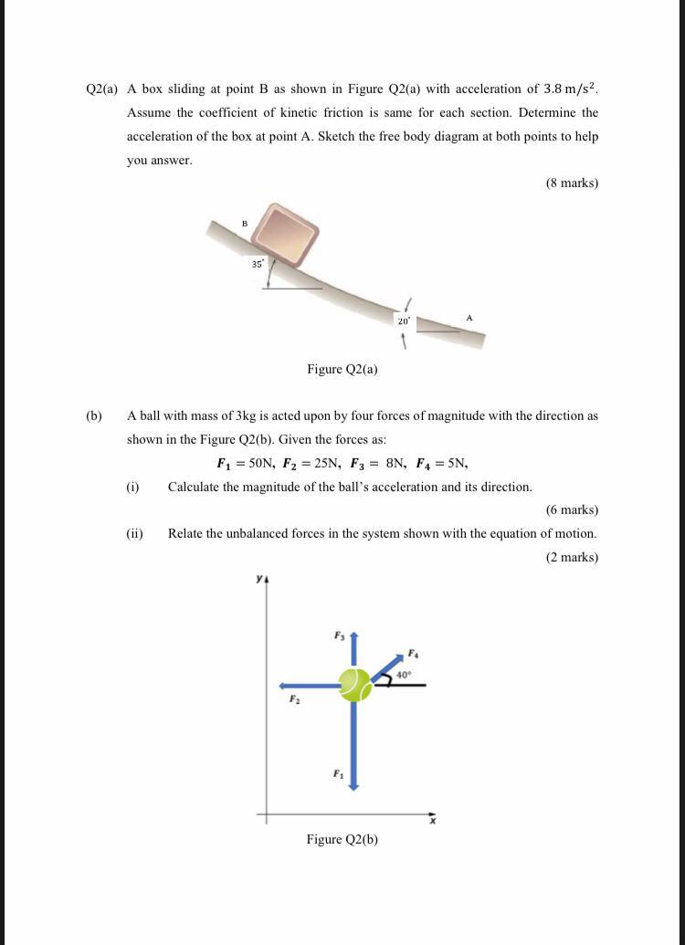 Solved Q2(a) A box sliding at point B as shown in Figure | Chegg.com