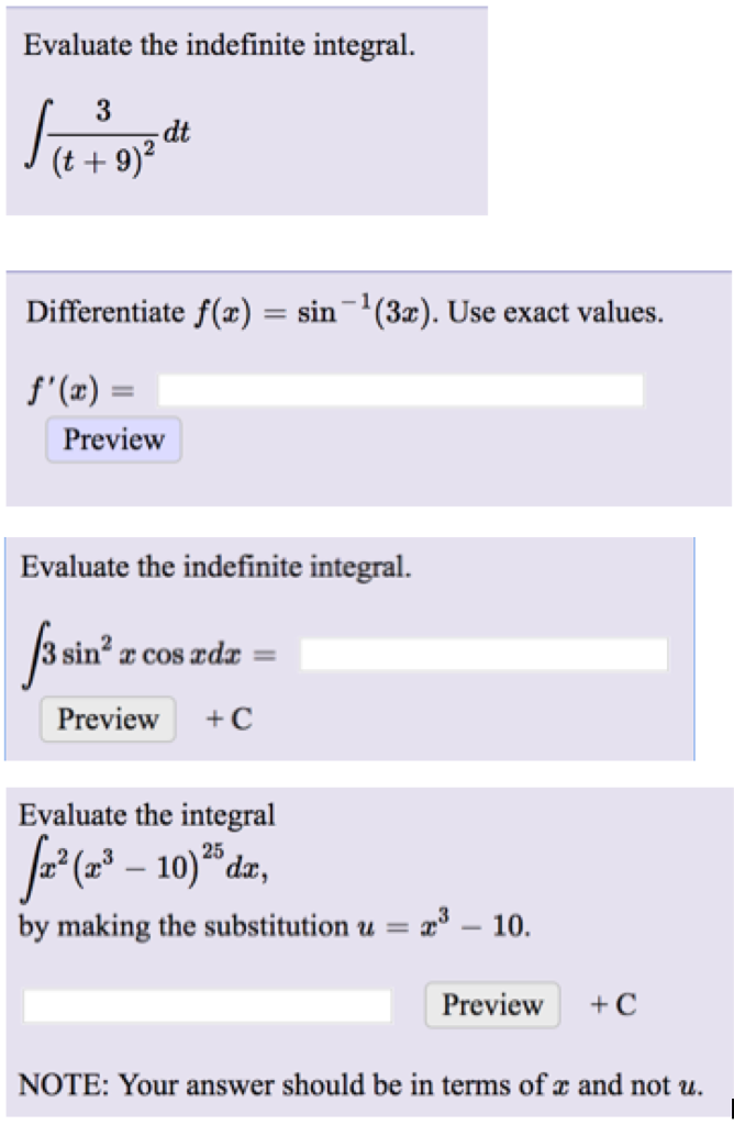 Solved Evaluate the indefinite integral. dt (t + 9)2 | Chegg.com