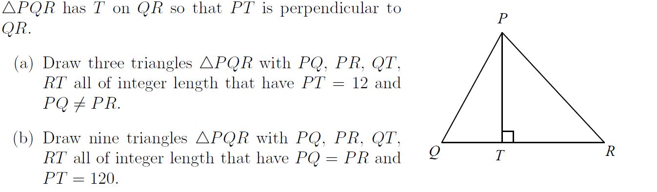 Solved Use Pythagorean triples to determine those triangles. | Chegg.com