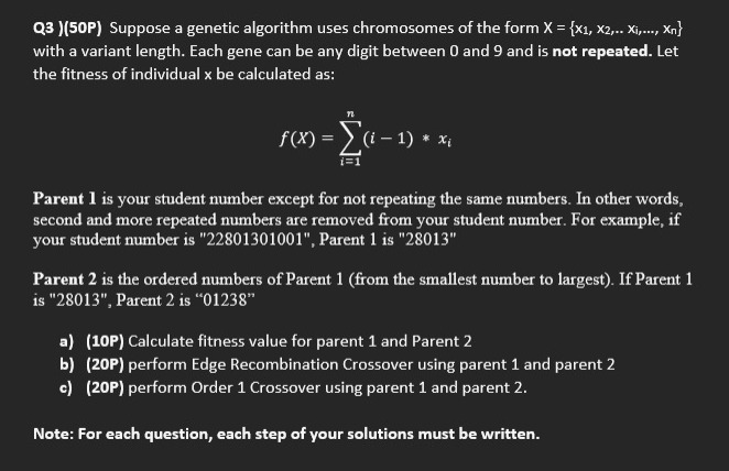 Solved Q3 )(50P) Suppose a genetic algorithm uses | Chegg.com