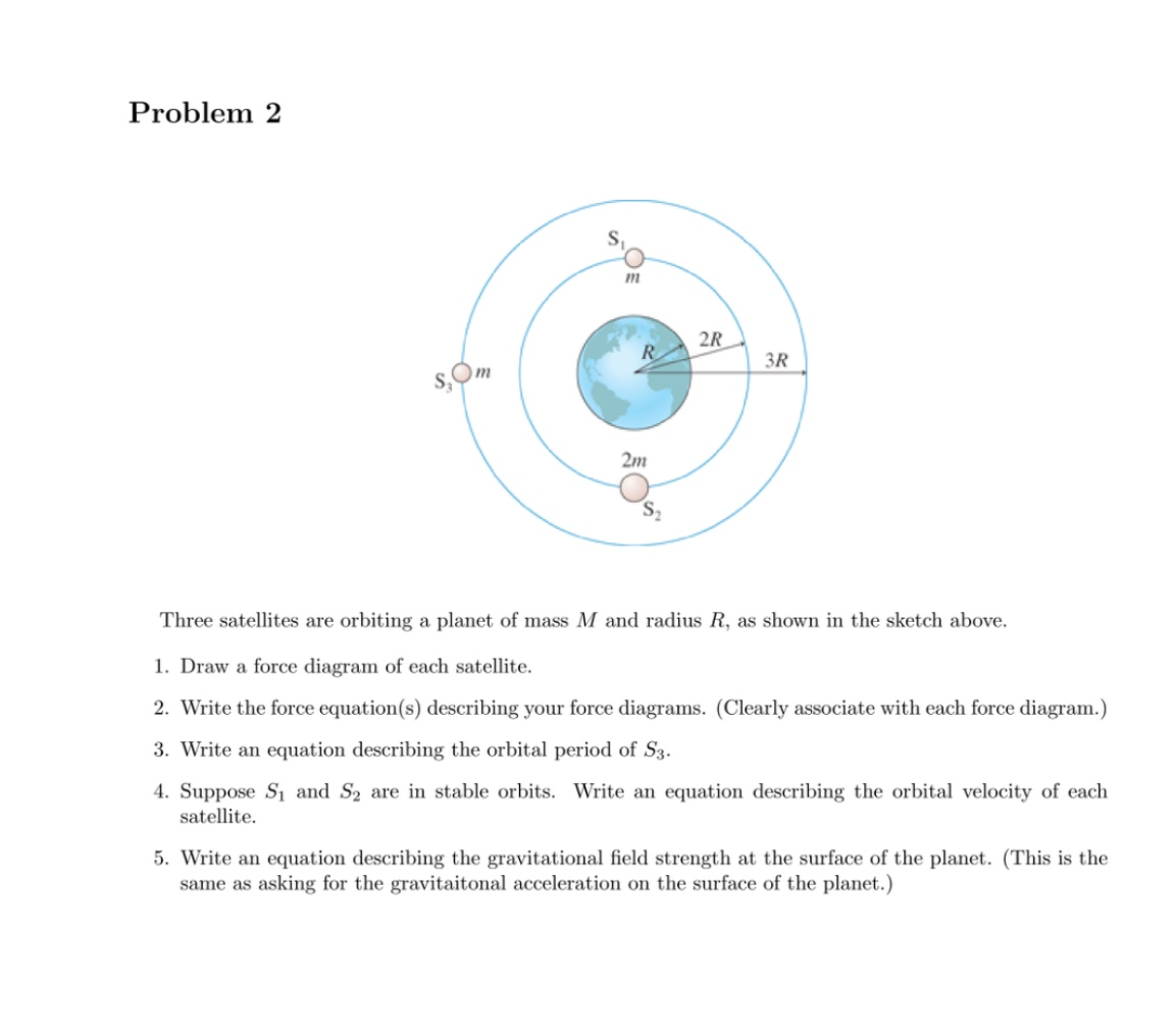 Solved Problem 2 3R Three satellites are orbiting a planet | Chegg.com