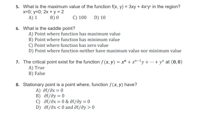 Solved 5. What is the maximum value of the function f(x, y) | Chegg.com