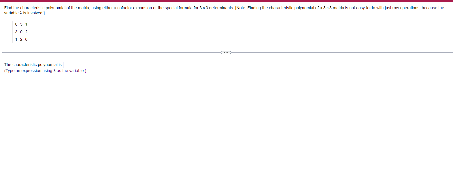 Solved variable λ ﻿is involved.][031302120]The | Chegg.com