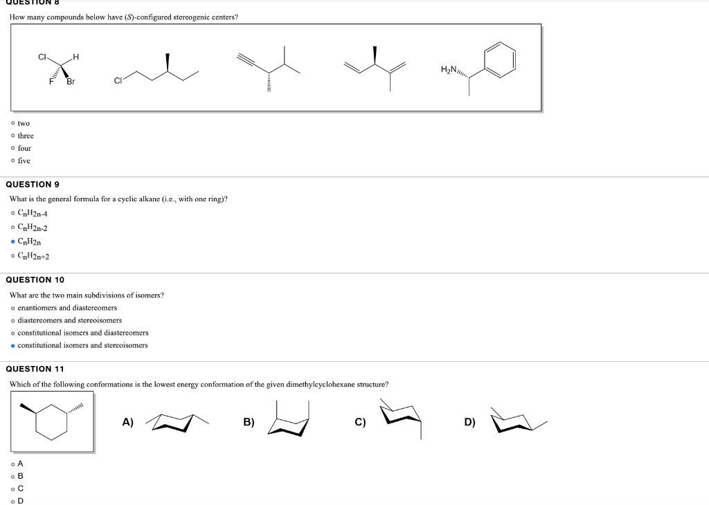 Solved QUESTION 1 Which of the following conformations of | Chegg.com