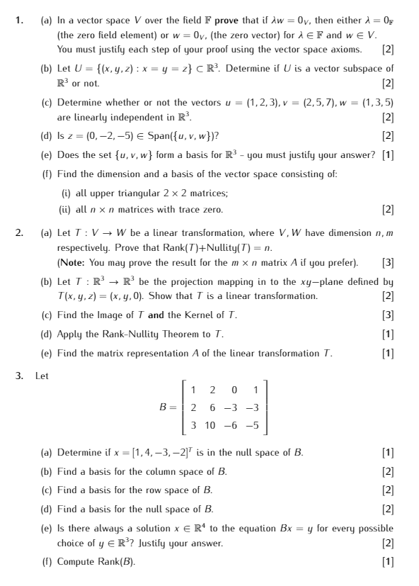 Solved 1. (a) In a vector space V over the field F prove | Chegg.com