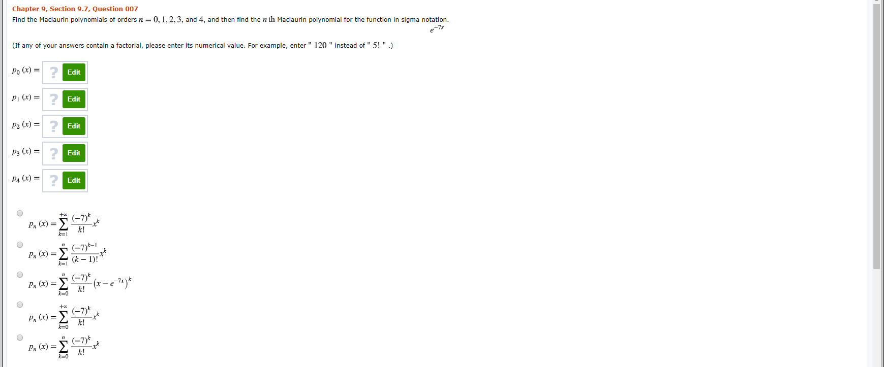 Solved Find The Maclaurin Polynomials Of Orders N0123