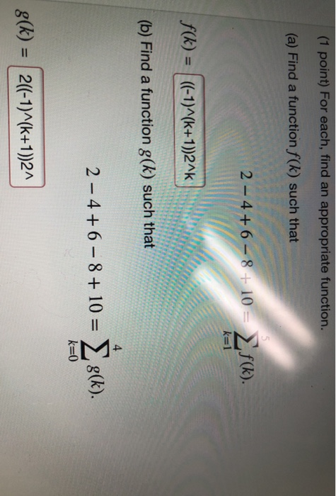 Solved (1 point) For each, find an appropriate function. (a) | Chegg.com