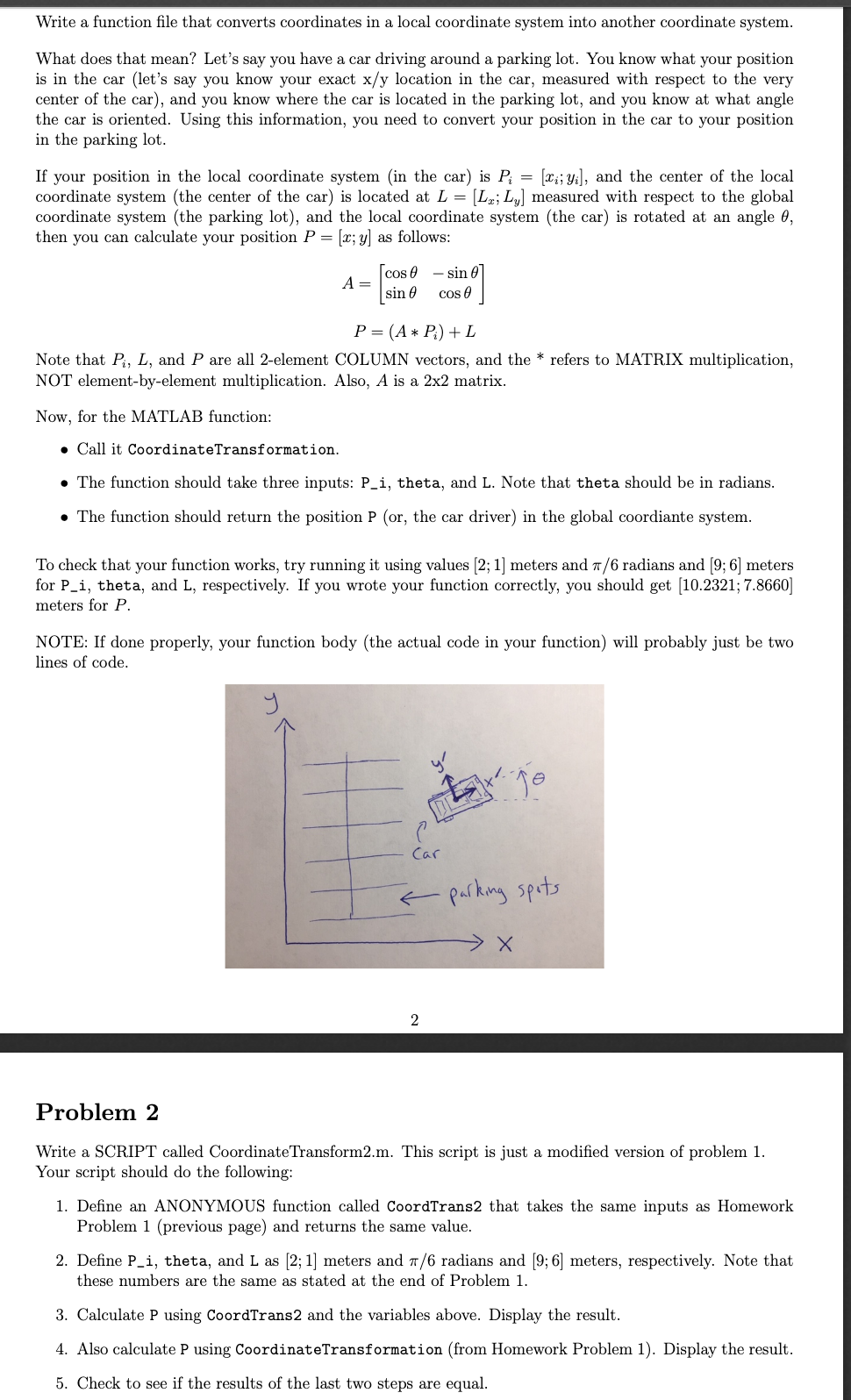 Solved Write a function file that converts coordinates in a | Chegg.com
