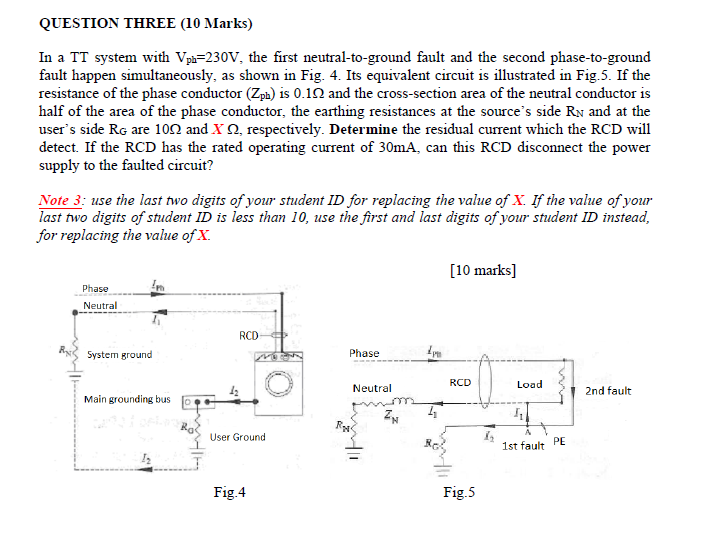 Solved QUESTION THREE (10 Marks) In a TT system with | Chegg.com