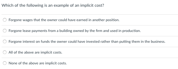 Solved Which of the following is an example of an implicit | Chegg.com