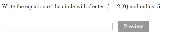 Solved Write the equation of the circle with Center: ( – | Chegg.com