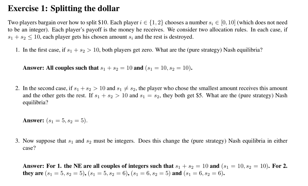 Solved Exercise 1: Splitting the dollar Two players bargain | Chegg.com
