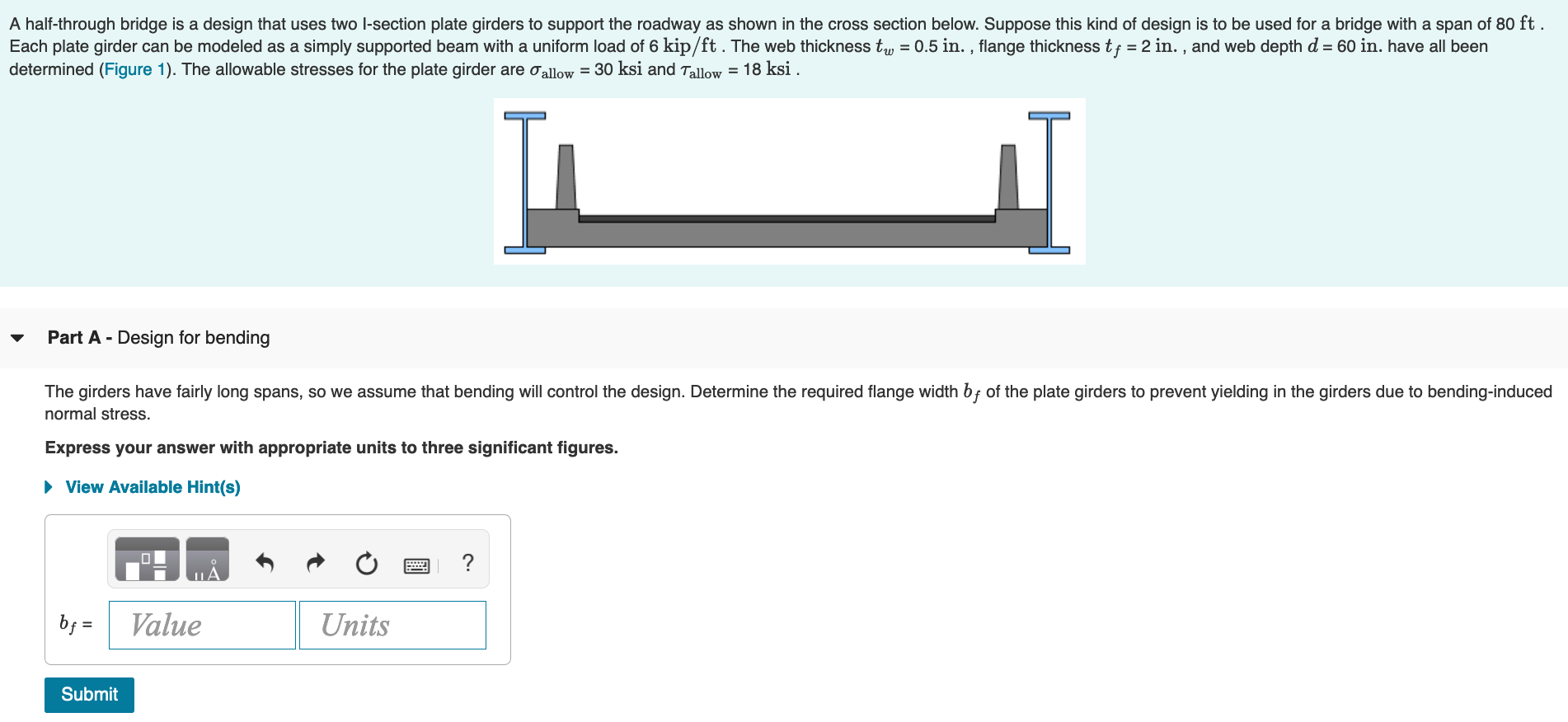 Solved A half-through bridge is a design that uses two | Chegg.com