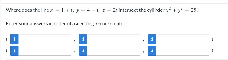 Solved Where does the line x=1+t,y=4−t,z=2t intersect the | Chegg.com