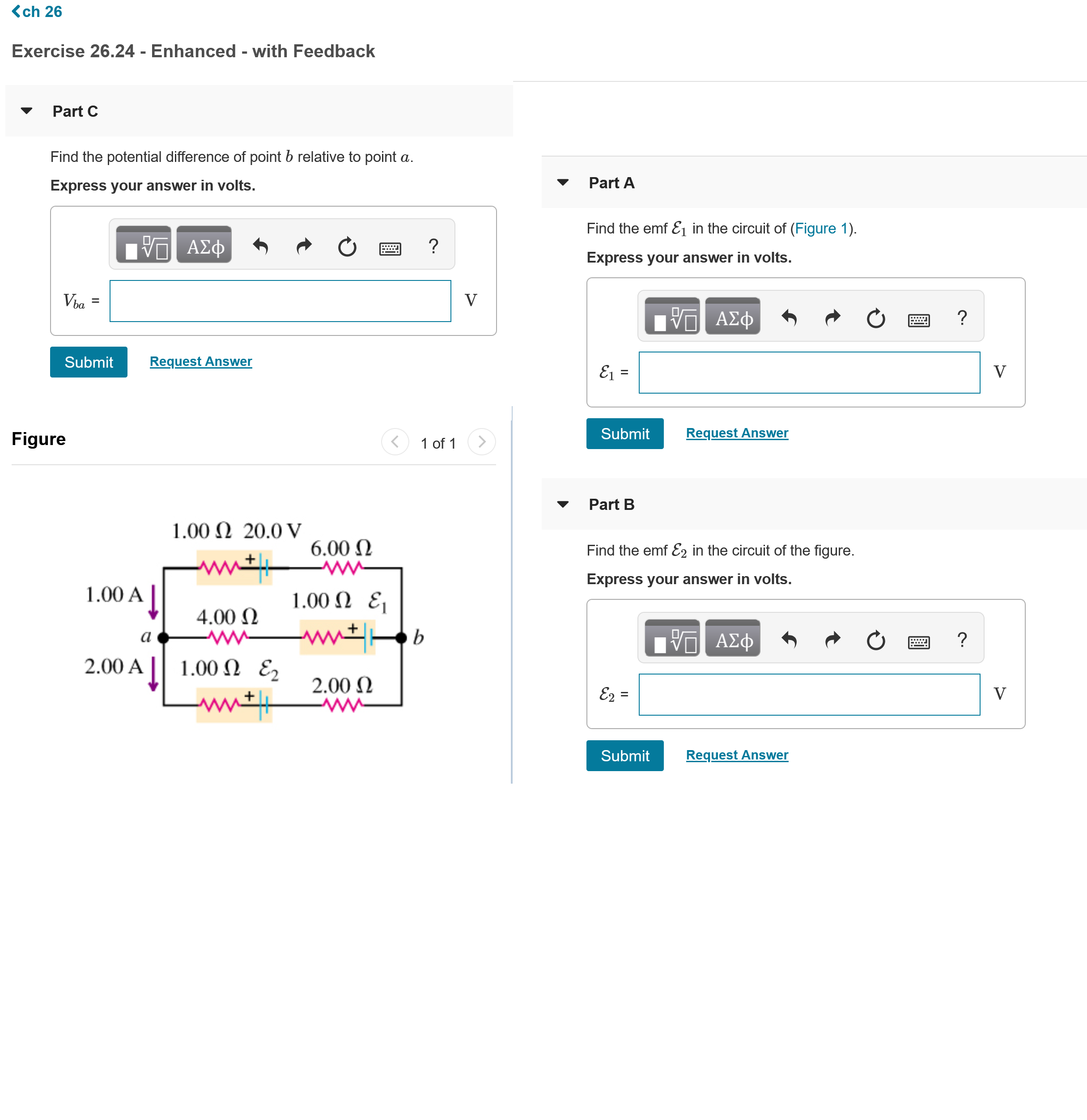 Solved Part B Find the emf E2 in the circuit of the figure. | Chegg.com