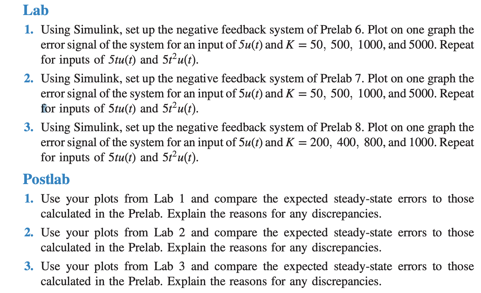 1. Using Simulink, set up the negative feedback | Chegg.com