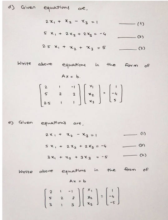 Solved using these matrices written in Ax = B form, find | Chegg.com