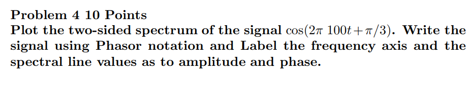 Solved Problem 4 10 Points Plot the two-sided spectrum of | Chegg.com