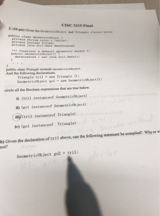 Solved CISC 3115 Final 2. (10 pts) Given the Geometricob | Chegg.com