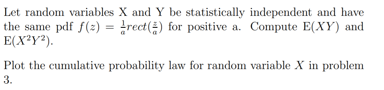 Let random variables X and Y be statistically | Chegg.com