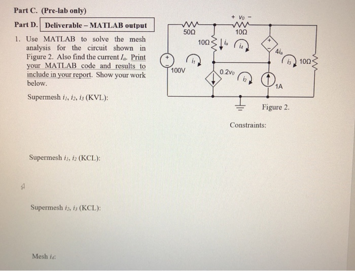 Solved Part C. (Pre-lab only) Part D. Deliverable- MATLAB | Chegg.com