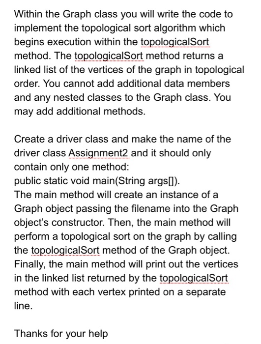 Solved You will write a Graph class. A Graph object stores | Chegg.com