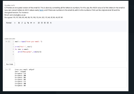 Solved Oucetion 4 of 5 4. Frovide an encrypoed version of | Chegg.com