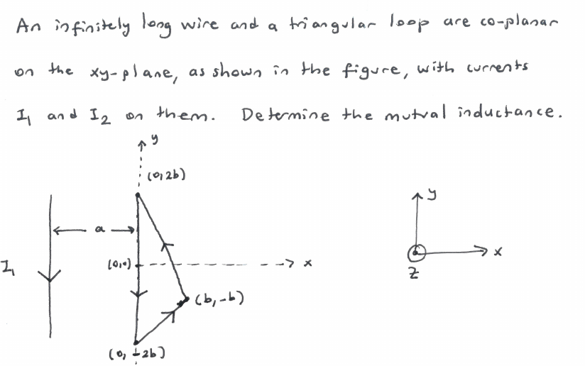 Solved An infinitely long wire and a triangular loop are | Chegg.com